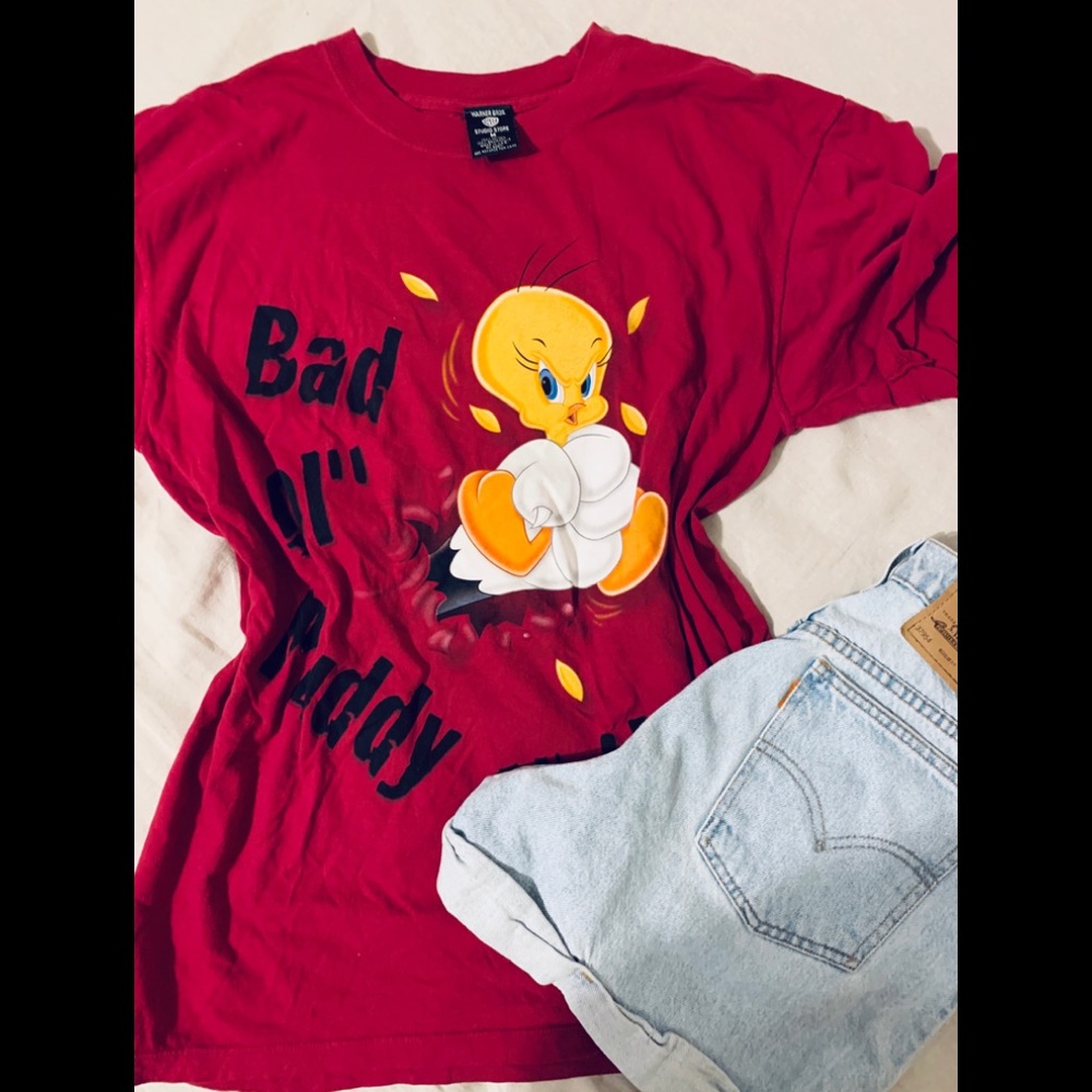 Vintage Tweety And Sylvester Burgundy T-Shirt. - Gem